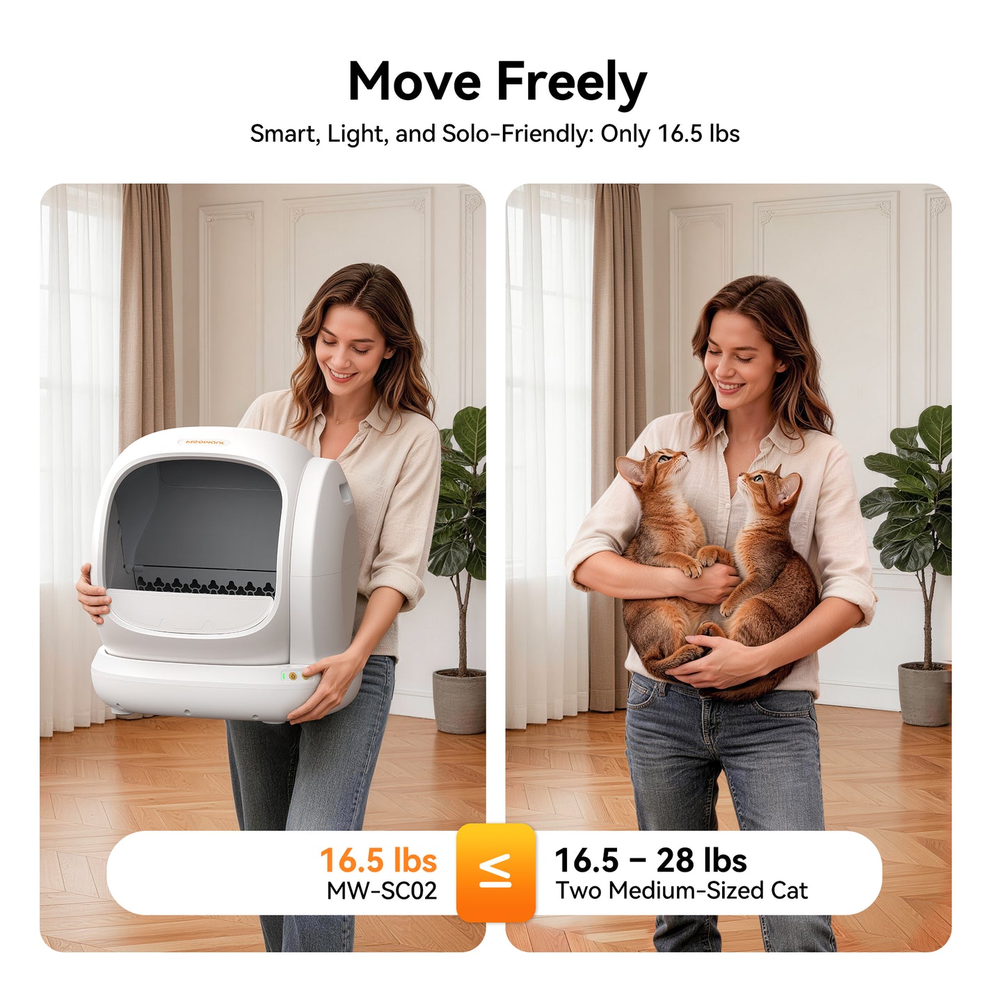 Self‑Cleaning Litter Box, 75L Quiet Operation | MW‑SC02 – Meowant