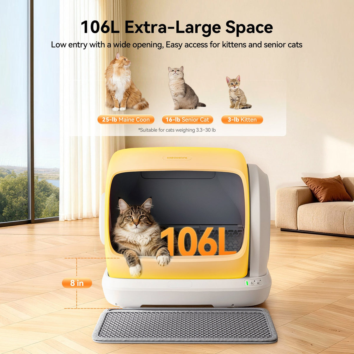 Extra-Large Self-Cleaning Smart Cat Litter Box | MW-SC09 – Meowant